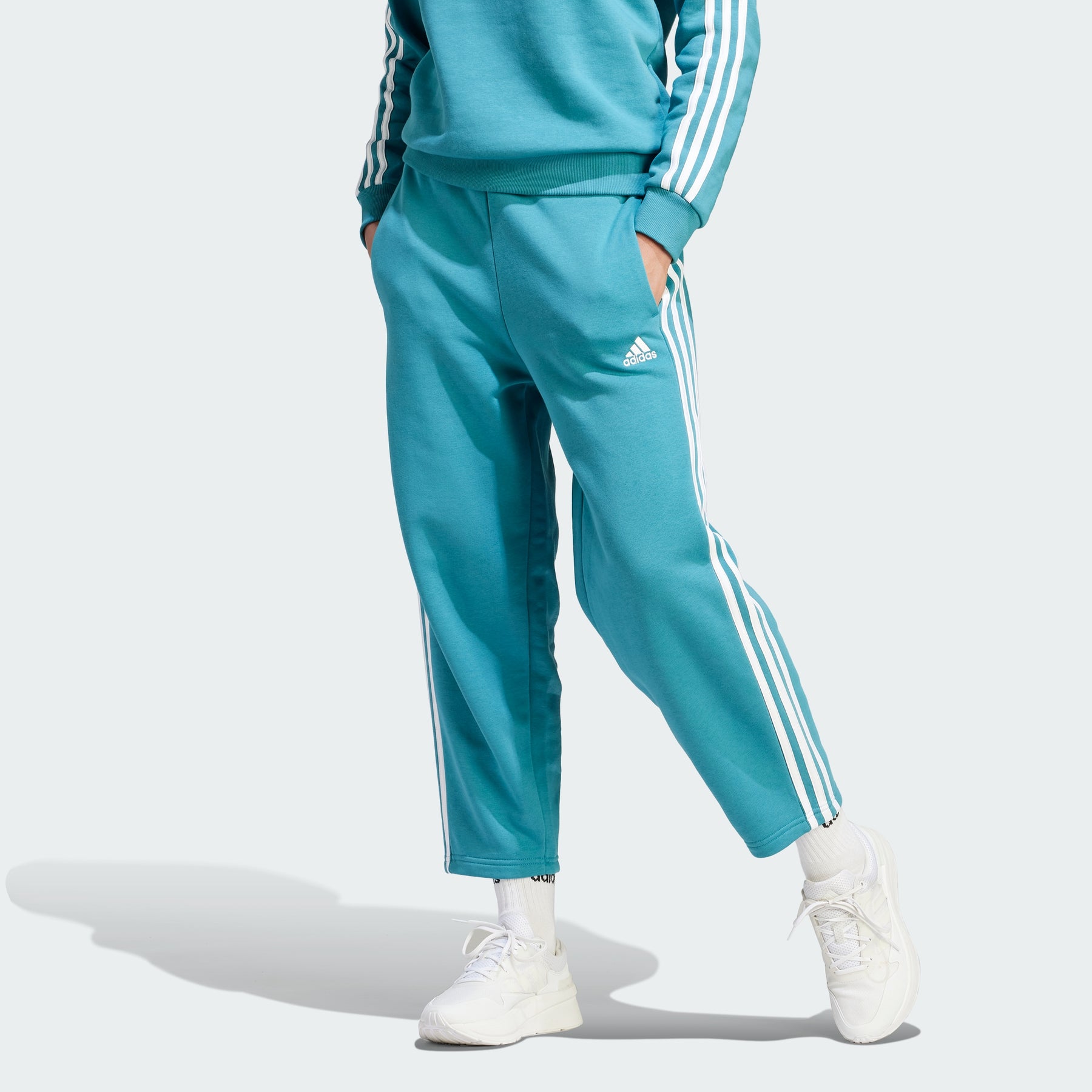 adidas Women's Essentials 3-Stripes Open Hem Fleece Pants (Various) $16 ...