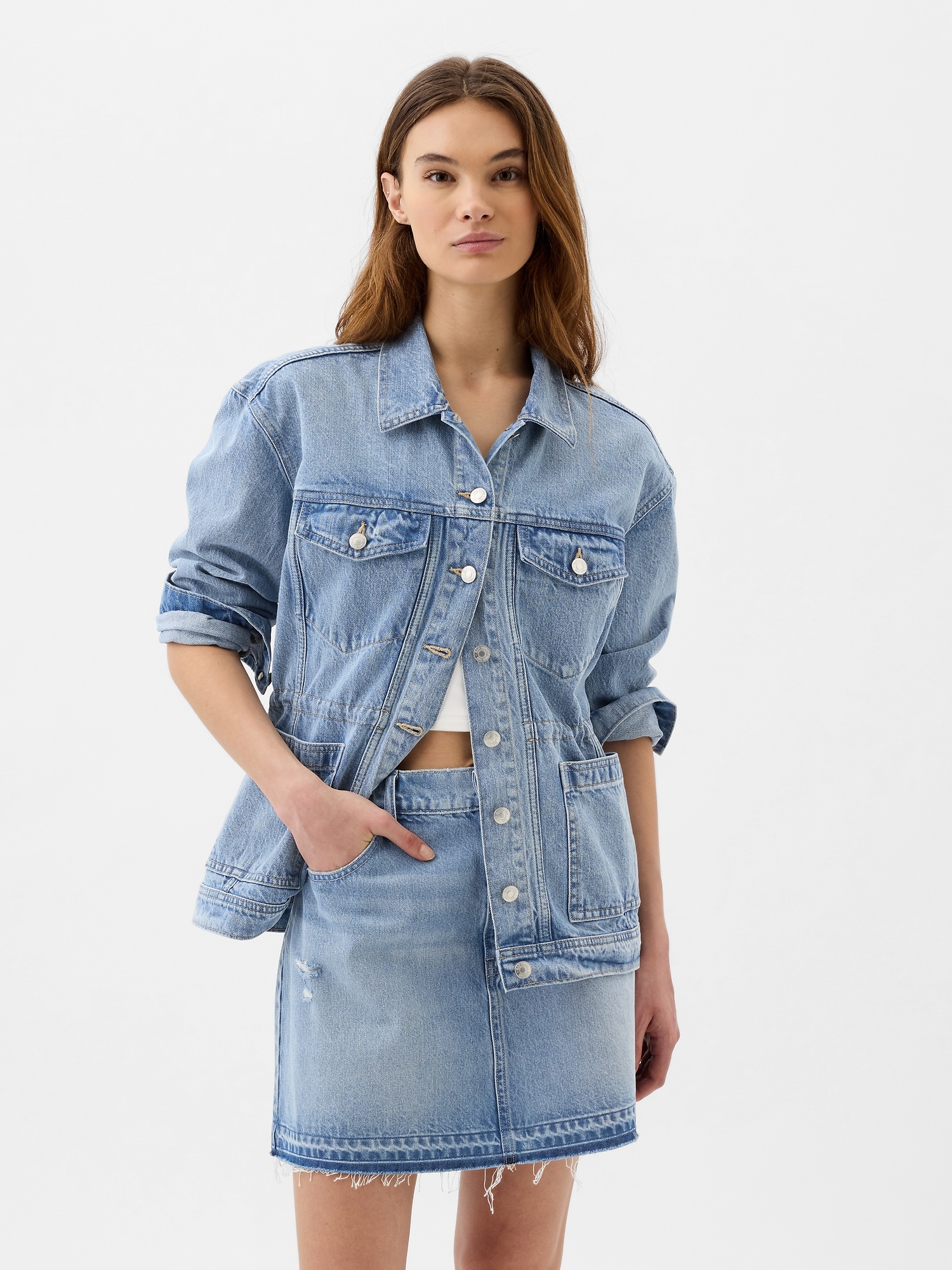 Gap Factory Women's Cinched-Waist Denim Jacket (Medium Wash) $20 + Free Shipping