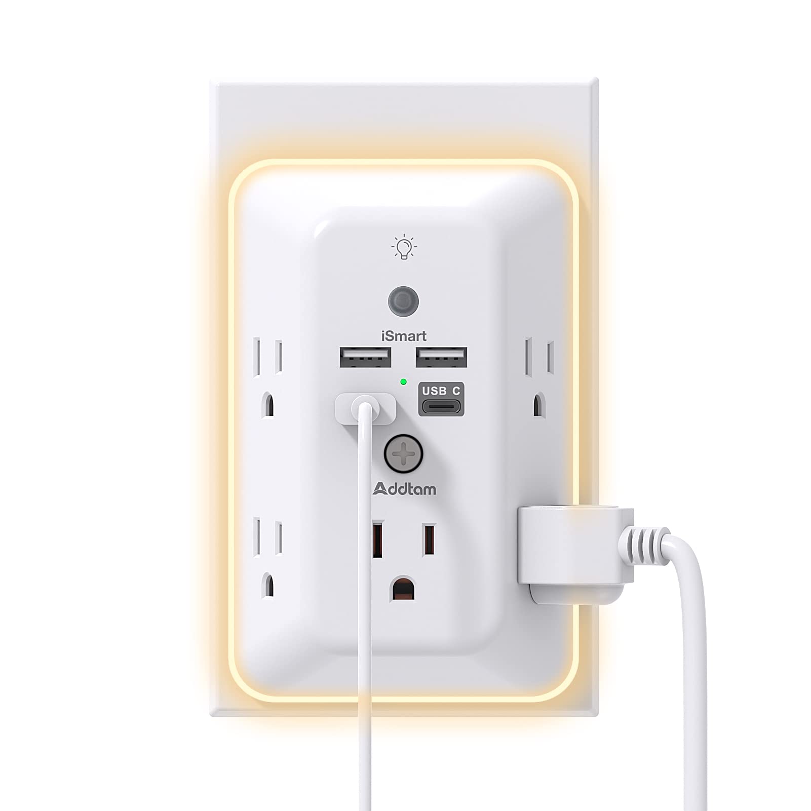 Lightning Deal: Addtam Multi Plug Wall Outlet Extender w/ Night Light ...