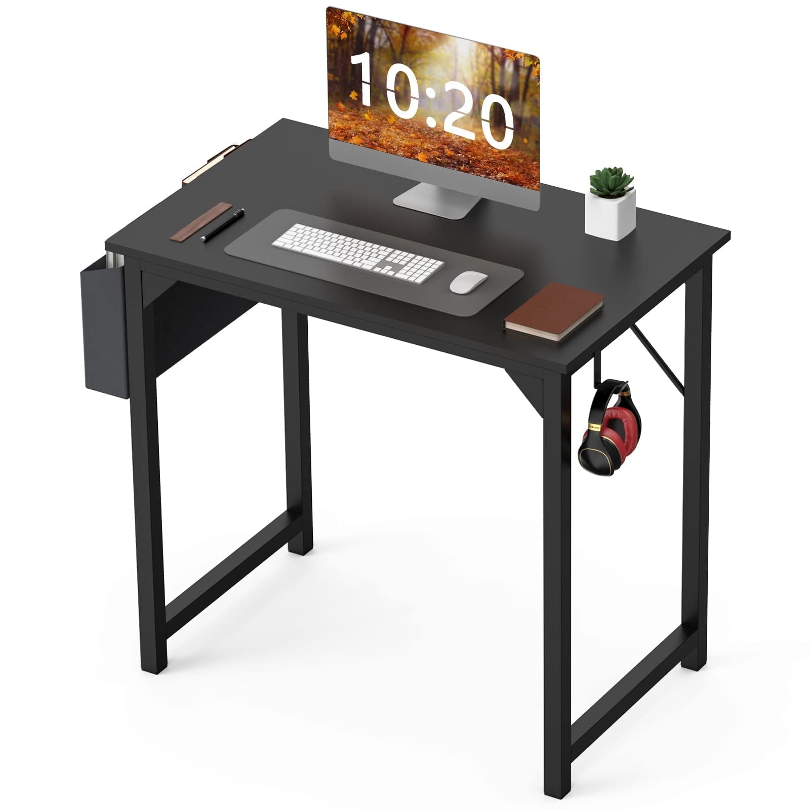 31" edx Small Metal Frame Computer Writing Desk w/ Storage Bag (Black ...