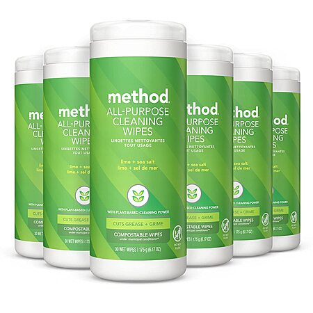 6-Pack Method All-Purpose Multi-Surface Cleaning Wipes (Lime + Sea Salt ...