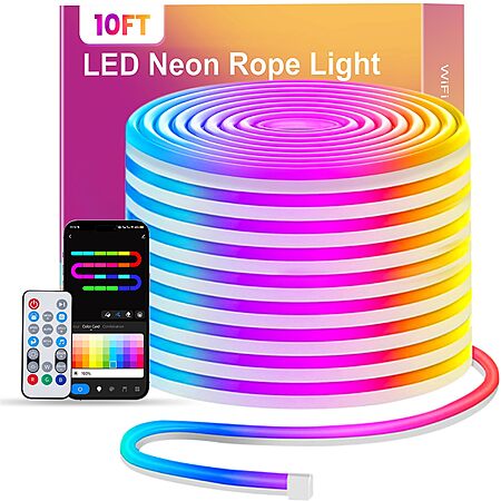 10' Sunlinkco RGB LED Neon Rope Strip Light w/ Remote Control - 2025-09-29