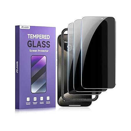 3-Pack Ruwa Tempered Glass Privacy Screen Protector (iPhone 15 Pro Max ...