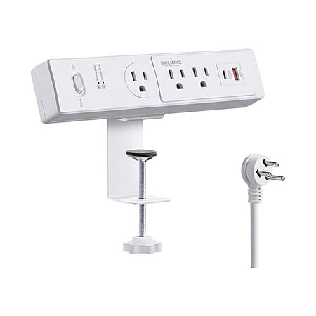 SUREANCE Desktop Mount Power Strip w/ 6' Cord, 3x AC, 2x USB (30W USB-C ...