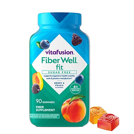 90-Count Vitafusion Fiber Well Fit Supplement Gummies (Peach/Raspberry ...
