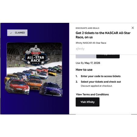 Xfinity members - Get 2 tickets to the NASCAR All-Star Race, on us ...