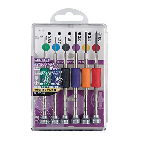 Amazon: VESSEL Precision Hex Screwdriver Set TD-58 / H0.89, H1.27, H1.5 ...