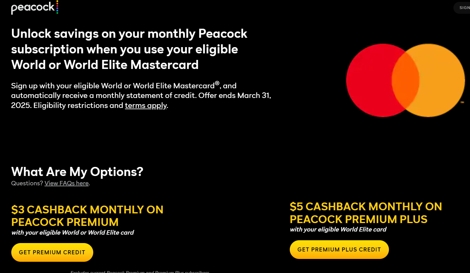 Peacock subscription $3/month cashback eligible World Elite/World ...