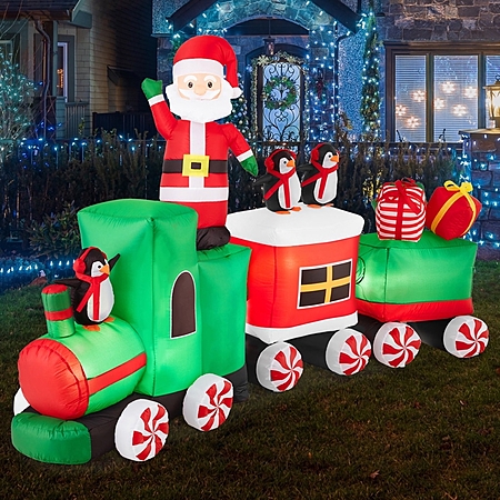 Best Choice Products 8.5 x 5ft Pre-Lit Inflatable Christmas Train ...