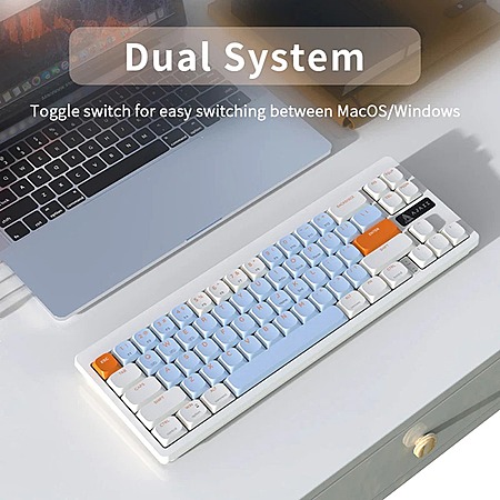 Ajazz AKL680 Wireless Low Profile Mechanical Keyboard (White/Brown ...