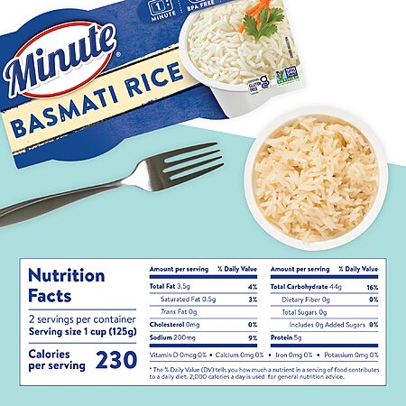 8 Pack of 2x (16 cups total) Basmati Minute Rice 4.4 Ounce Cups for 7. ...