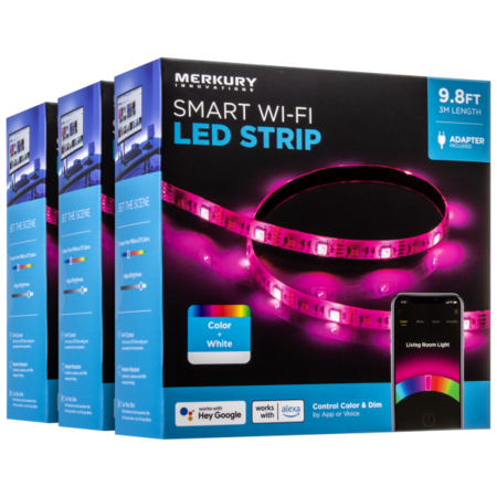 3-Pack (30 ft total): Merkury Innovations Smart Wi-Fi LED Strips (Color ...
