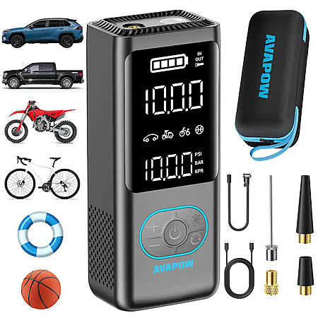 AVAPOW - Tire Inflator Portable Air Compressor, 150 PSI Cordless Car ...