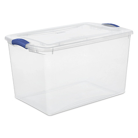 66-Quart Sterilite Clear Plastic Storage Bin Container w/ Latch Lid ...