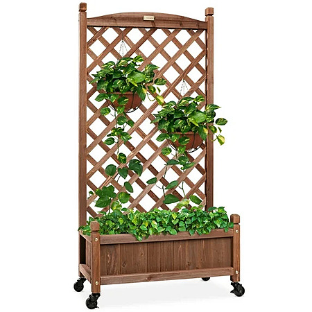 Best Choice Products 48in Mobile Wood Planter Box & Diamond Lattice ...