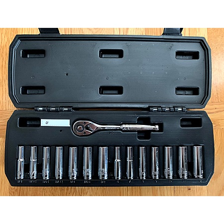 HART 15-Piece 1/4-inch Drive Deep Socket Set with Ratchet, Chrome ...