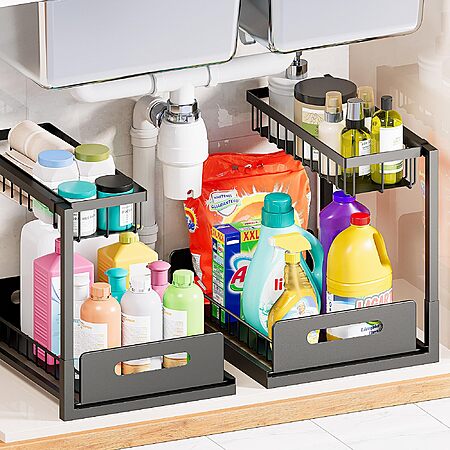 YMMV VUSIGN Under Sink Organizers Storage, 2 Tier Under Cabinet ...