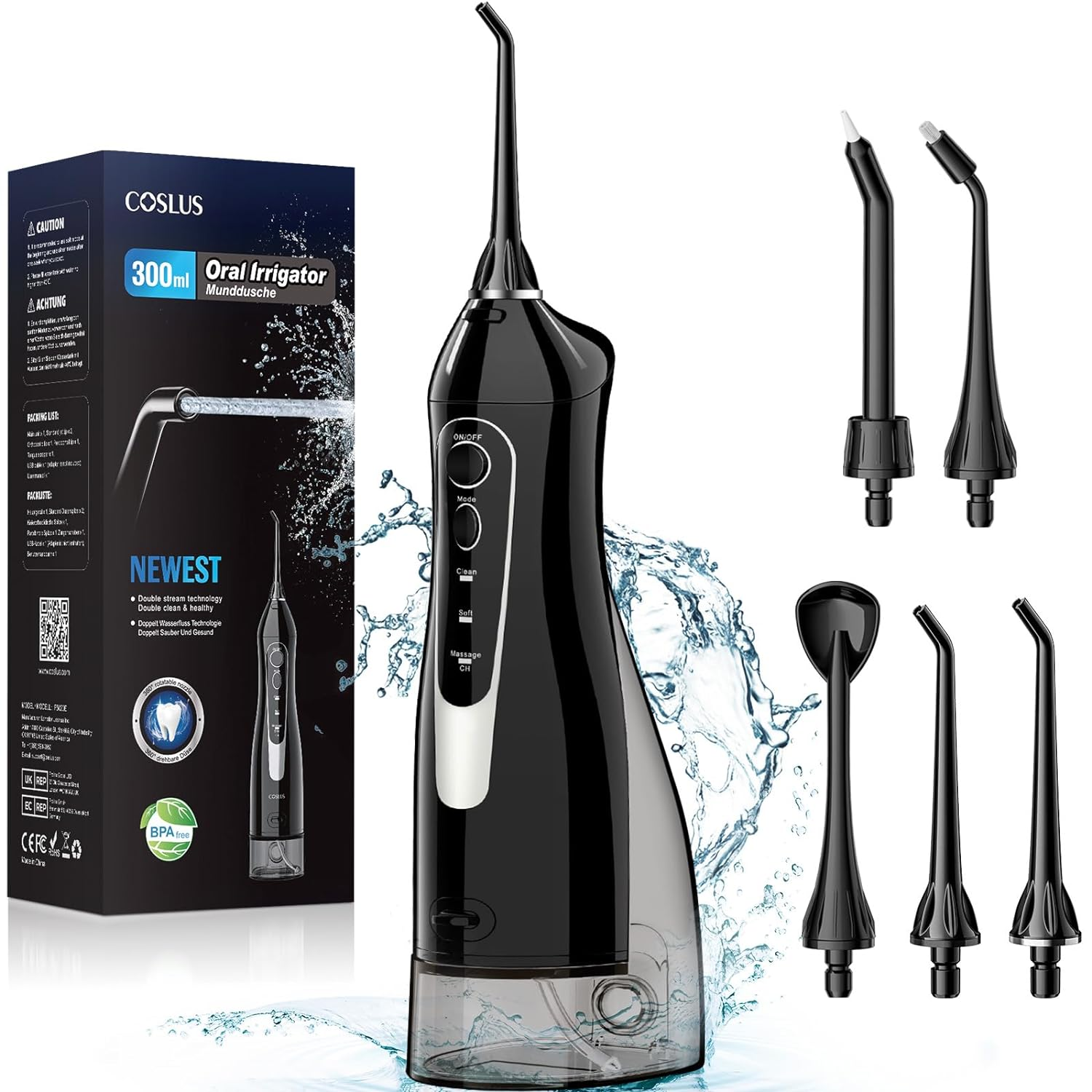 Amazon.com: COSLUS Water Dental Flosser Teeth Pick: Portable Cordless ...