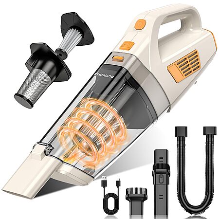 Handheld Vacuum Cordless, 16000PA Strong Suction Hand Held Vacuum Dust ...