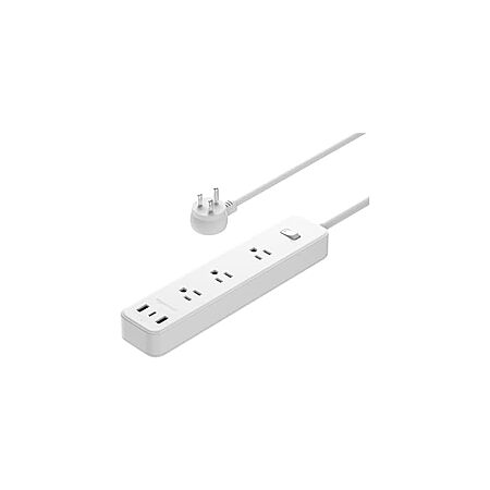 5' AmazonBasics 3-Outlet / 1 USB-C + 2 USB-A Port Power Strip Extension ...