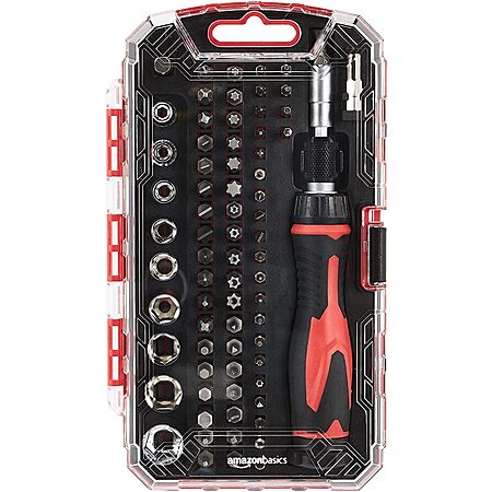 73-Piece Amazon Basics Magnetic Ratcheting Precision Screwdriver Set ...