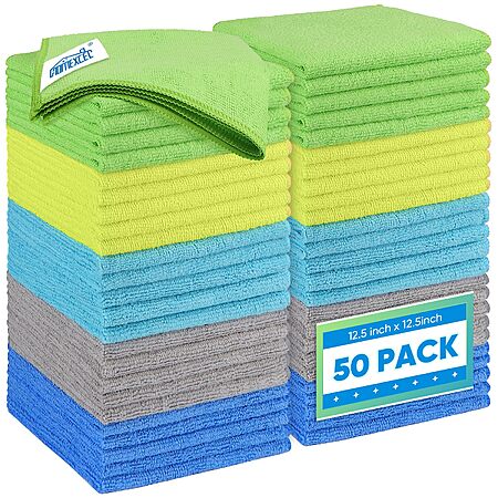 50-Pack Homexcel Microfiber Cleaning Cloth (12.5 x 12.5", Multicolor ...