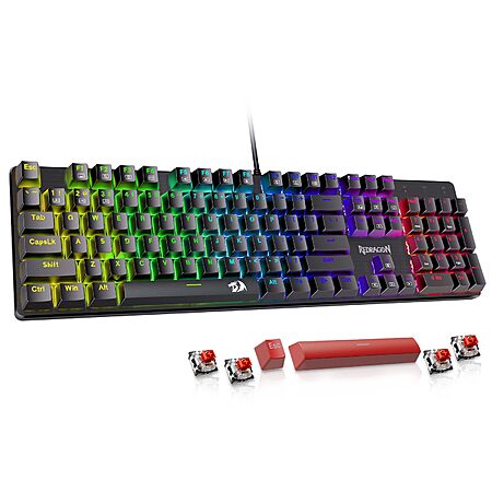 Redragon Full Size Wired Hot-Swappable Mechanical Gaming Keyboard w ...
