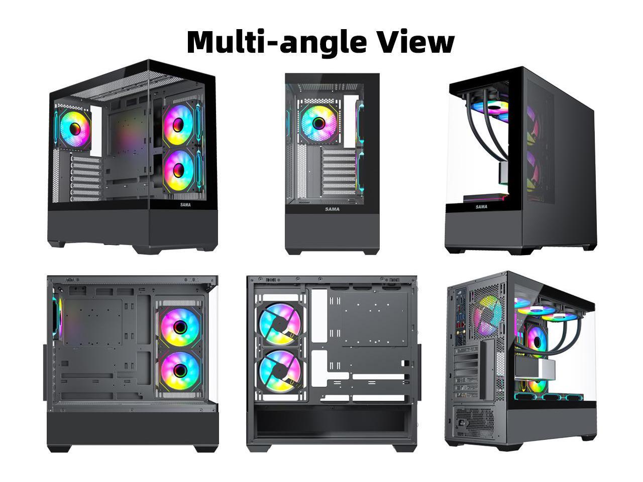 SAMA SV02 ATX Computer Gaming PC Case Mid Tower White with 3 Installed ...