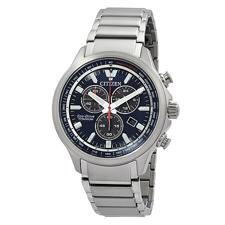 Men's Citizen Weekender Chronograph Titanium Quartz Blue Dial 43mm ...