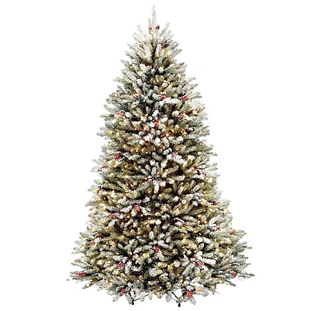 7.5 ft. National Tree Company Pre-Lit Dunhill Fir Flocked Tree with 750 ...