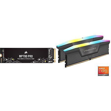 2TB Corsair MP700 PRO SSD + 32GB Corsair. Vengeance RGB DDR5 6000 CL28 ...