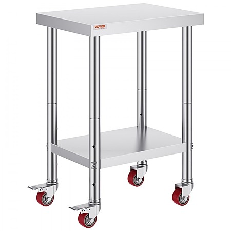 VEVOR 24 x 18 x 34 Inch Stainless Steel Work Table 3-Stage Adjustable ...
