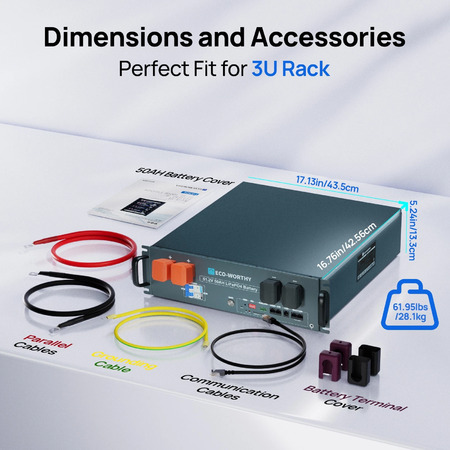 ECO-WORTHY 48V 50Ah Server Rack LiFePO4 Lithium Battery +3.5KW Hybrid ...