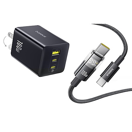 Prime Members: Baseus 100W 3-Port USB C Wall Charger + Baseus 100W USB ...