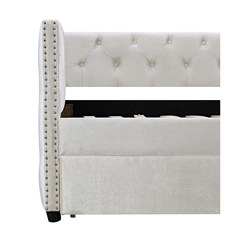 82.75" Daybed w/ Trundle Sofa Bed (Creme Velvet / Tufted on Square Arms) $187.99 + Free Shipping