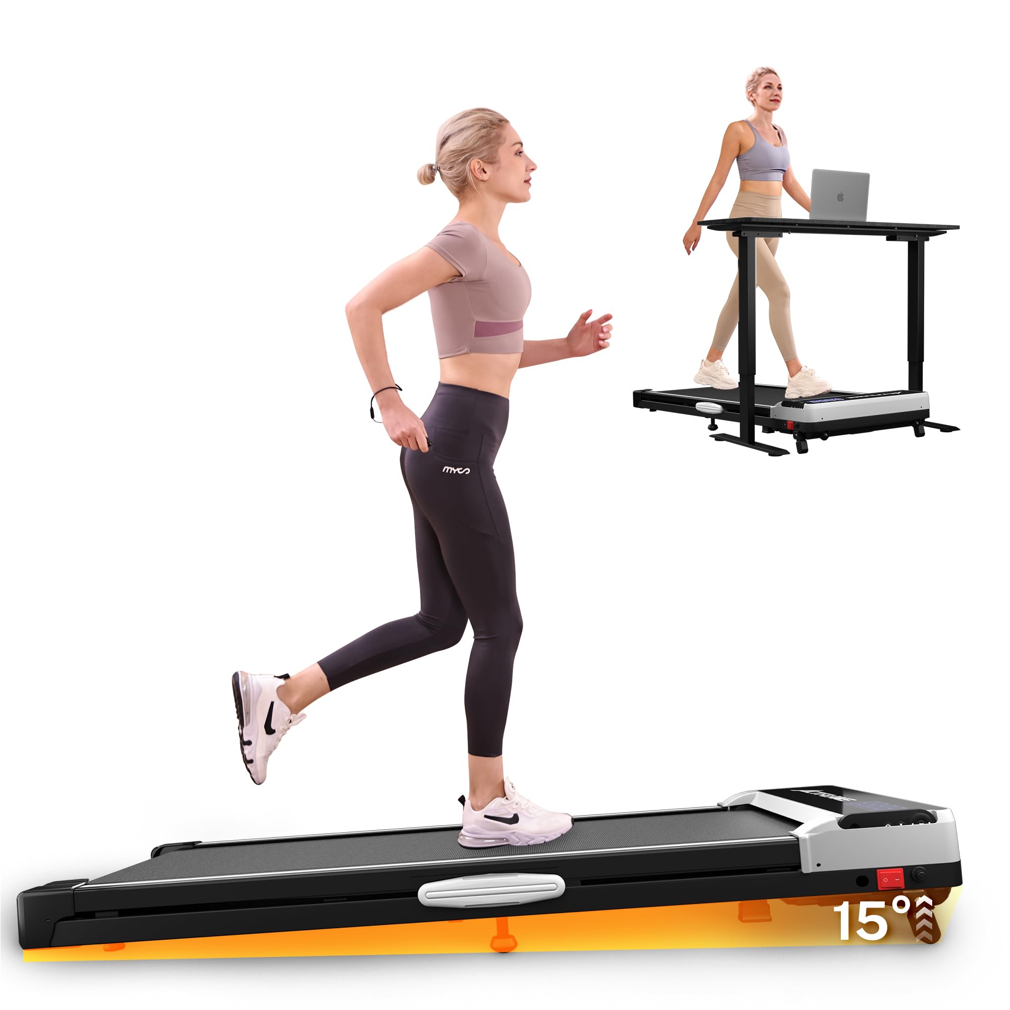 Walking Pad Treadmill with Incline, 4-in-1 Compact Treadmill, 2.5HP ...