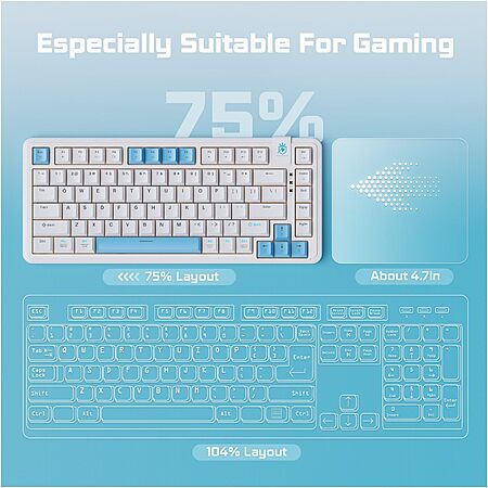 $19.99 75% Mechanical Gaming Keyboard, LED Backlit Wired Mechanical ...