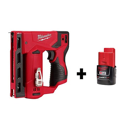 Milwaukee M12 12V Cordless 3/8 in. Crown Stapler with M12 2.0Ah Battery ...