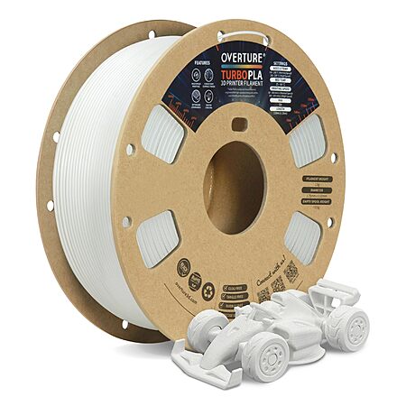 OVERTURE (JF Polymers) White Turbo PLA (CoPE) Filament 1KG Rolls 1.75mm ...
