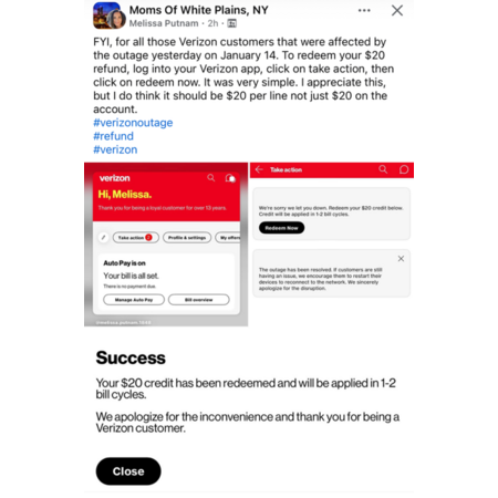 Verizon Customers Affected By Cell Phone Outage $20 Free Bill Credit ...