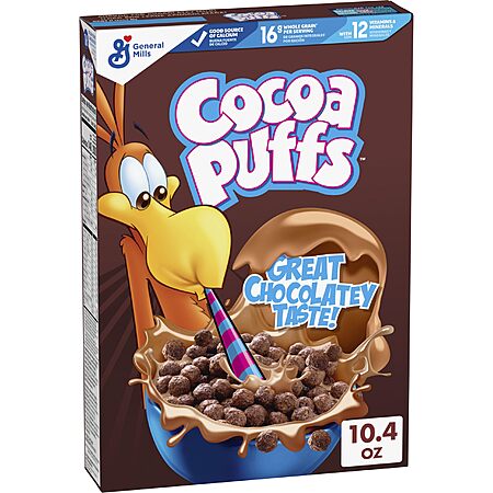 Cocoa Puffs, Chocolatey Breakfast Cereal, Made with Whole Grain, 10.4 ...