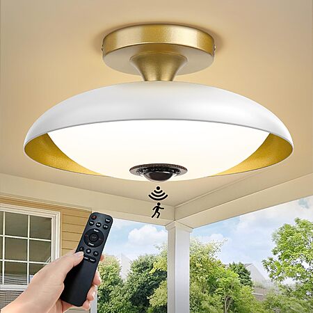 $27.99:Outdoor Motion Sensor Ceiling Light with Remote, 24W Dimmable ...