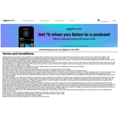 YMMV - Amazon $5 Credit when you listen to a podcast