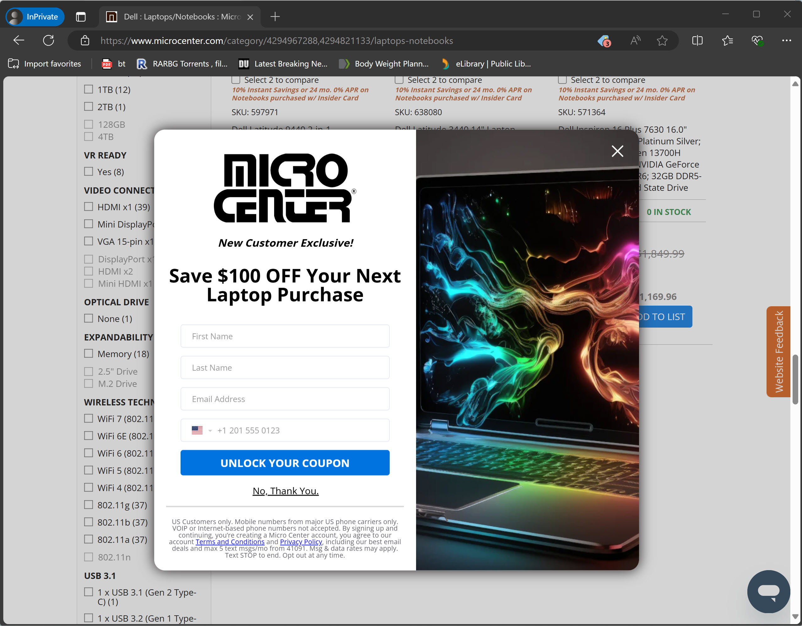 Microcenter: $100 off *any* laptop coupon