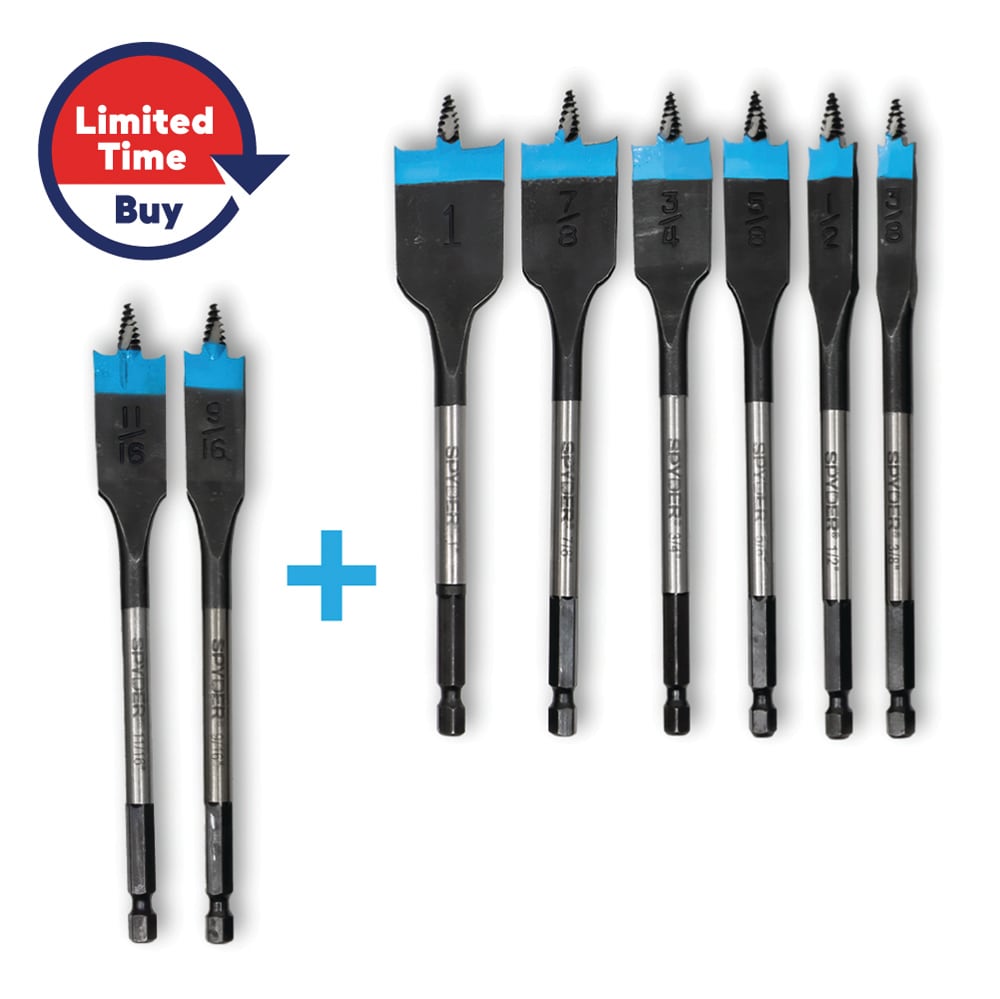 8-Piece Spyder Stinger Assorted 6" Woodboring Spade Drill Bit Set $8 w ...