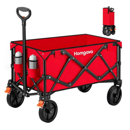 150L Homgava Collapsible Folding Wagon Cart w/ Handle & All-Terrain ...