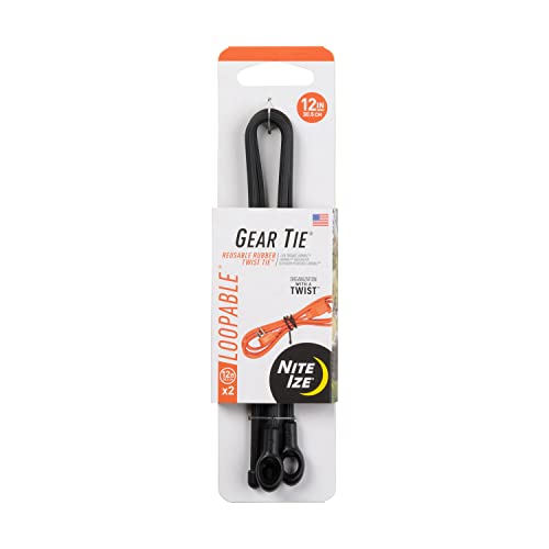 2-Pack 12" Gear Tie Reusable Rubber Sturdy Integrated Loop (Black) $4. ...