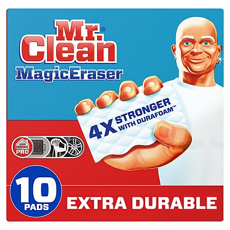 10 Count Mr. Clean Magic Eraser, Extra Durable 4x Stronger Pro Version ...