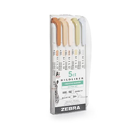 5-Pack Zebra Pen Mildliner Double Ended Highlighter Set, Broad and Fine ...