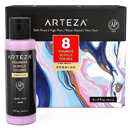 8 - Bottles ARTEZA Acrylic Pouring Paint Set, 4 oz., High-Flow Paint ...